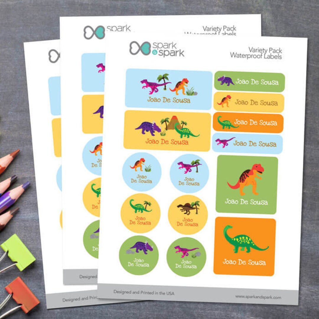 Personalized Name Labels - Cute Little Dinosaurs - Kindergarten Labels ...