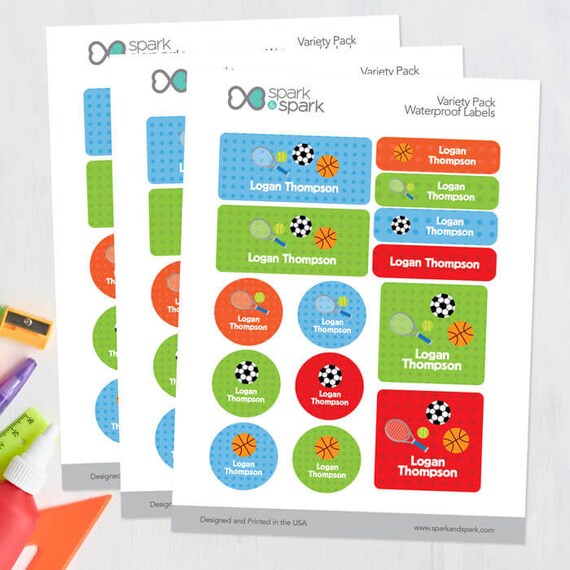 Waterproof Labels Boy Sports Name Labels Customized - Etsy