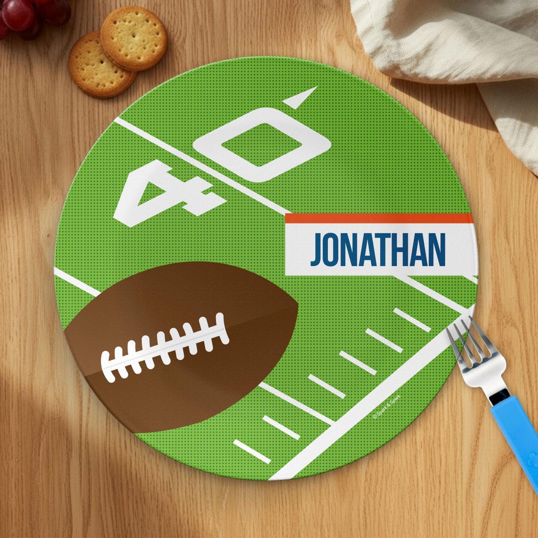 Football Fan Mealtime Set - Custom Dinnerware for Kids - Children's ...
