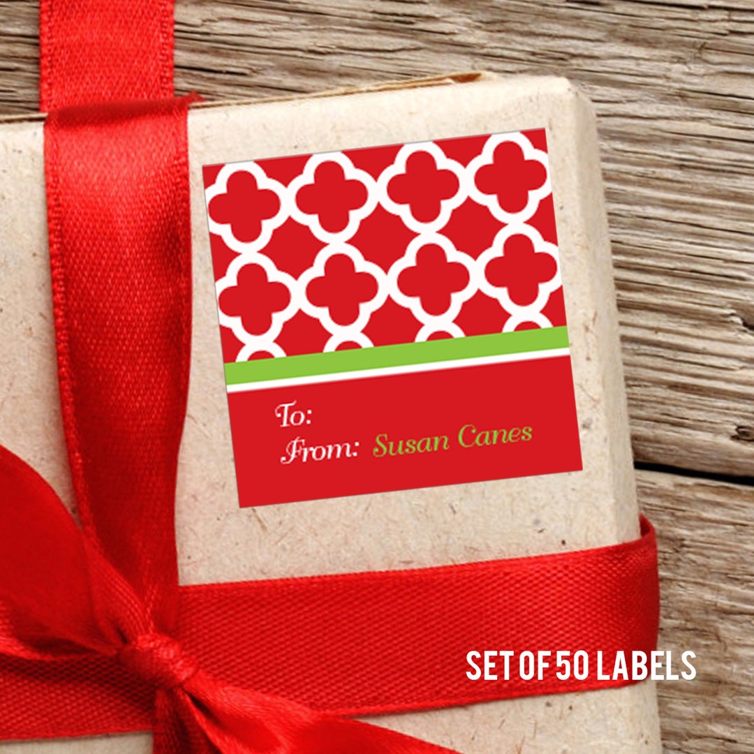 Holiday Labels - Elegance in Red Quatrefoil - Gift Wrap Supplies ...