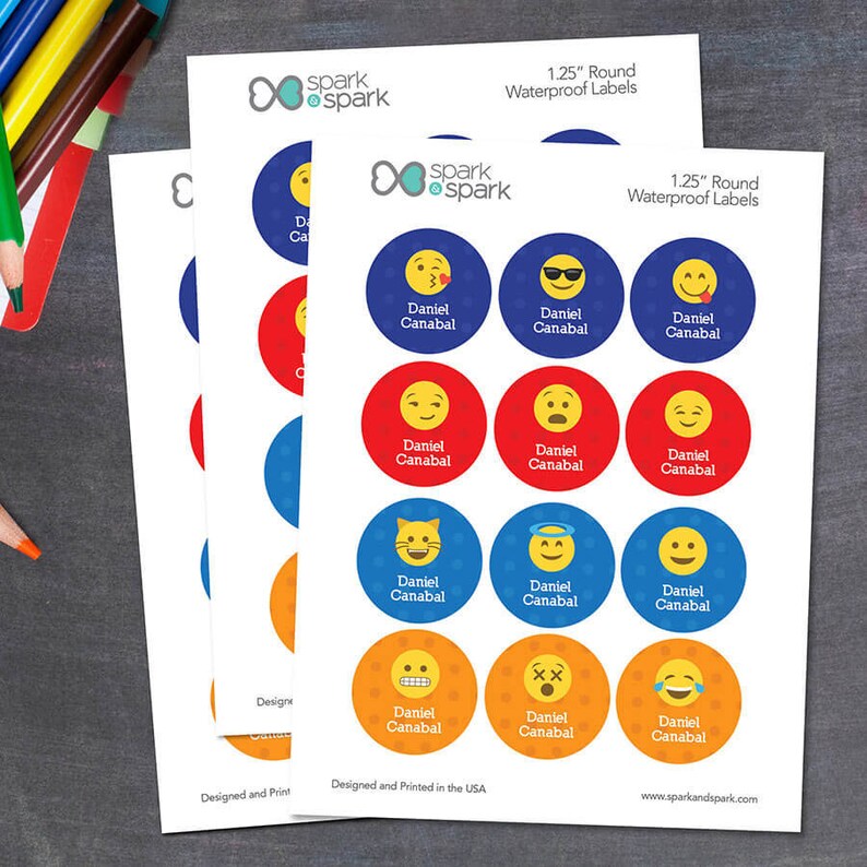 Customized Labels - Boy Emojis - Labels for School Supplies ...