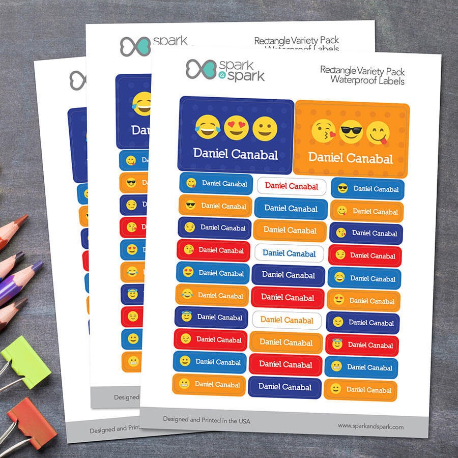 Customized Labels - Boy Emojis - Labels for School Supplies ...