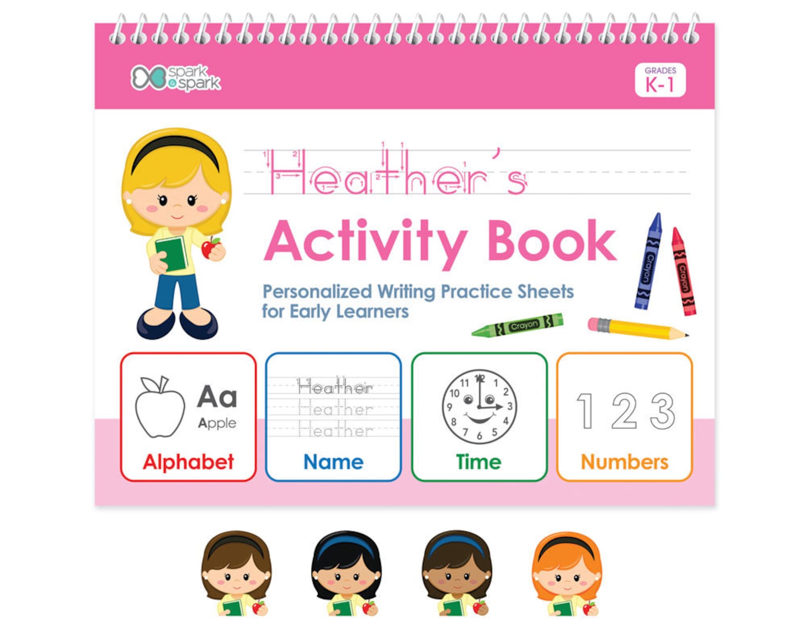 Custom English Writing Book for Girls | Activity Workbook for Kids ...