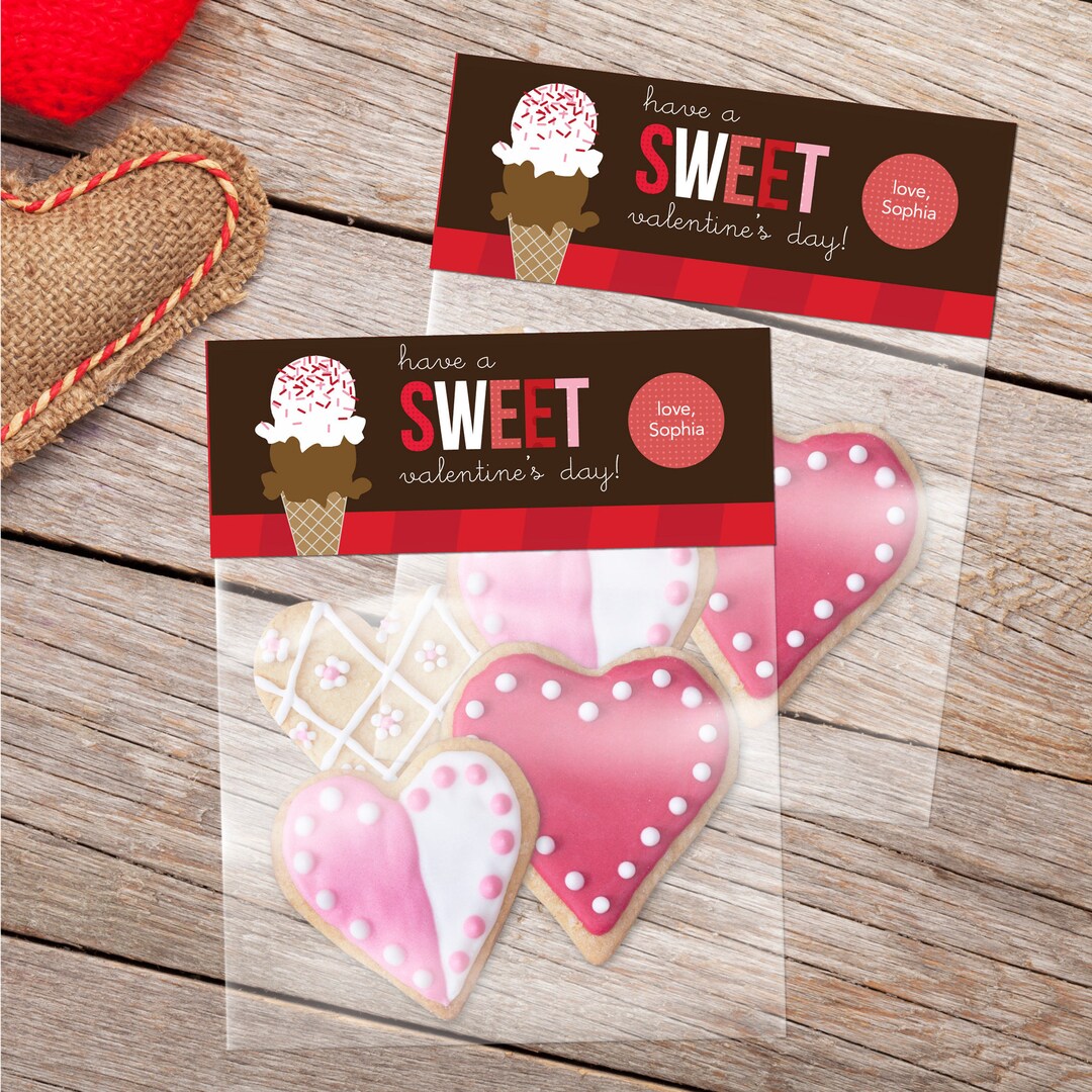 Sweet - Valentine's Day Treat Bag Topper - Set of 24/ Valentine Favor ...