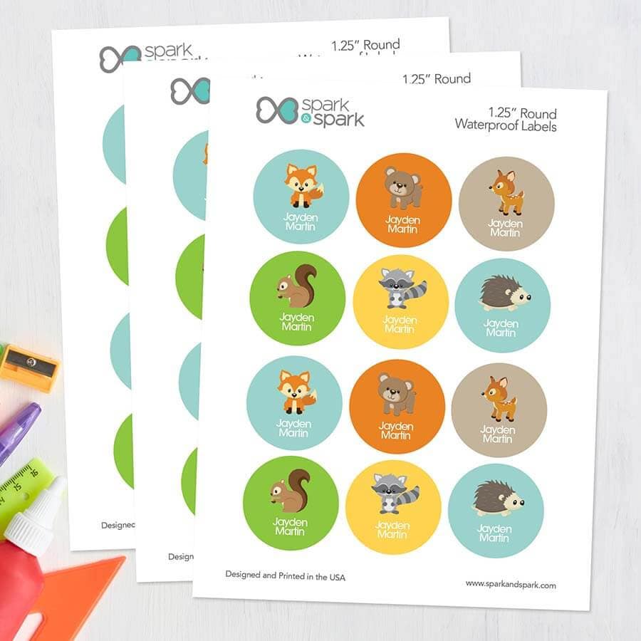Baby Bottle Labels - Cute Forest Animals - School Supply Labels ...
