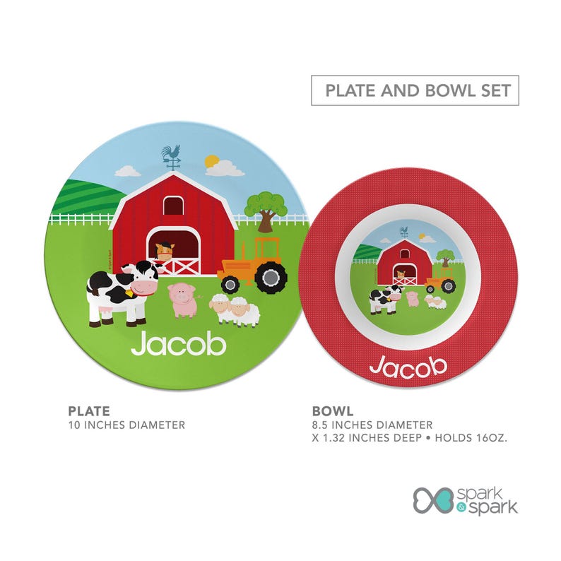 Day in the Farm Mealtime Set - Custom Dinnerware for Kids - Children's ...