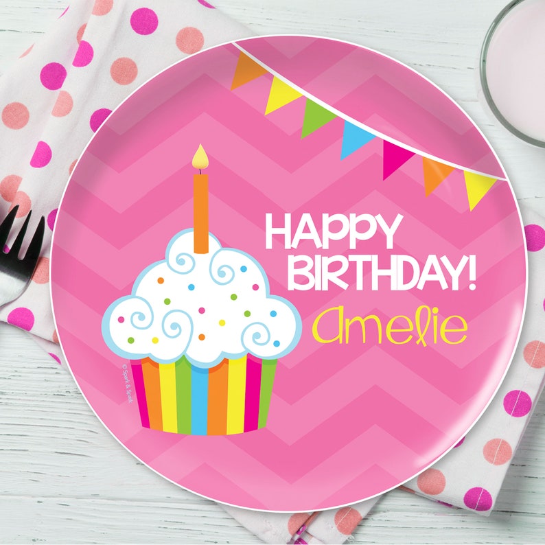 Personalized Melamine Plate for Girls Happy Birthday Girl Birthday ...