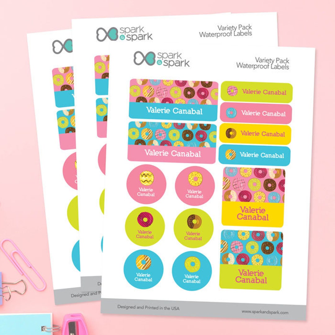 Daycare Labels - Yummy Donuts - Waterproof Labels - Customized Labels ...