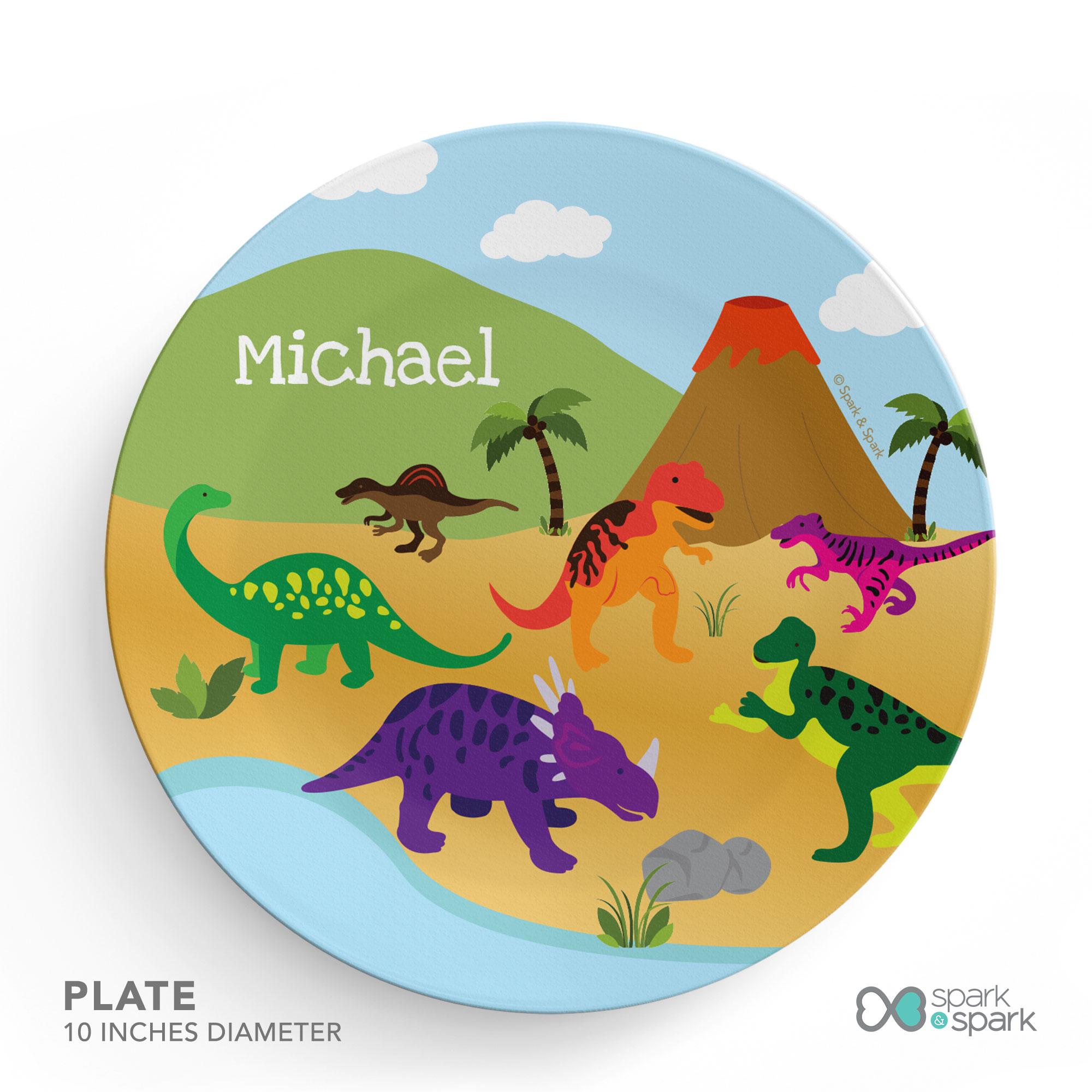 Dinosaurs Jungle Mealtime Set - Custom Dinnerware for Kids - Children's ...
