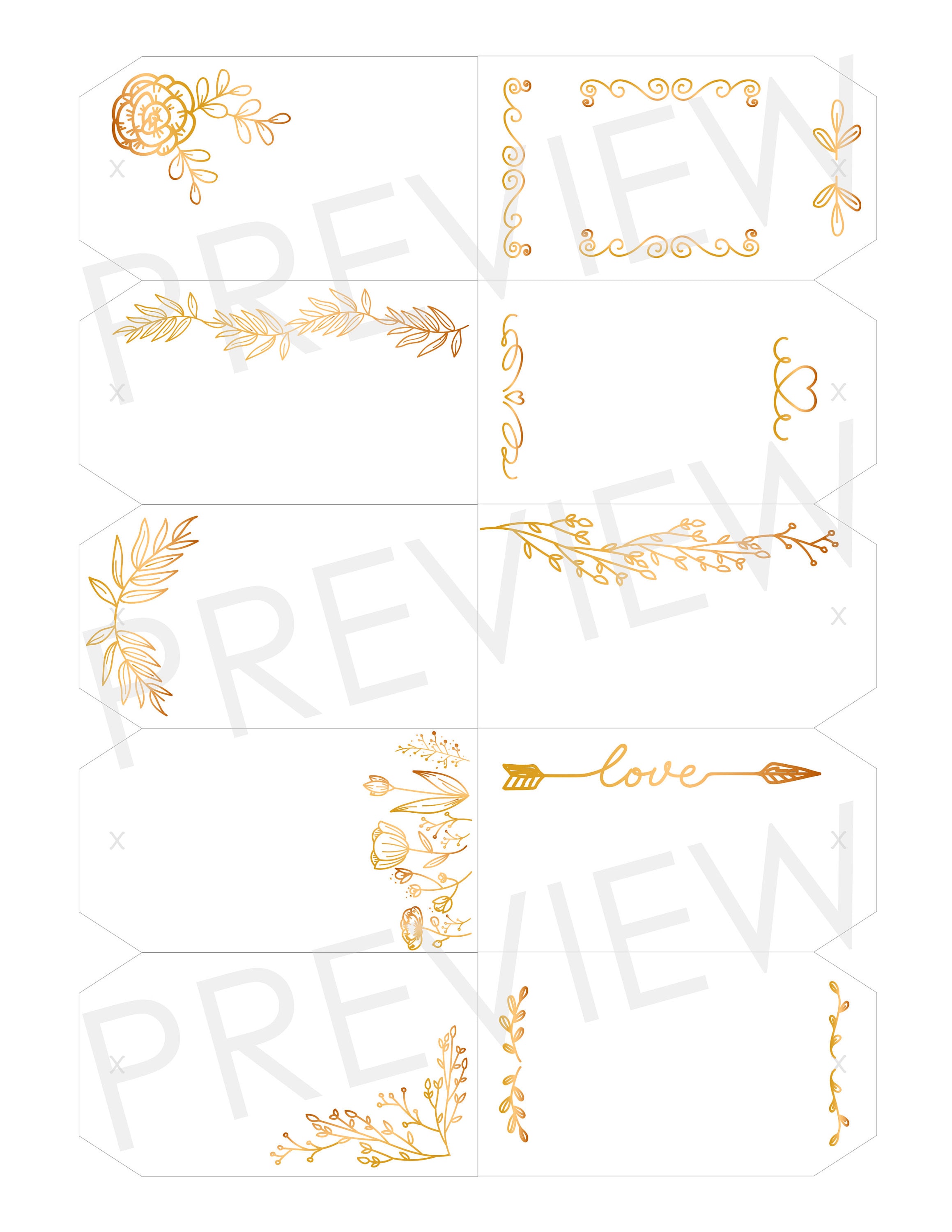 Printable Tag Template With 12 Gold Embellished Tag Options for Any ...