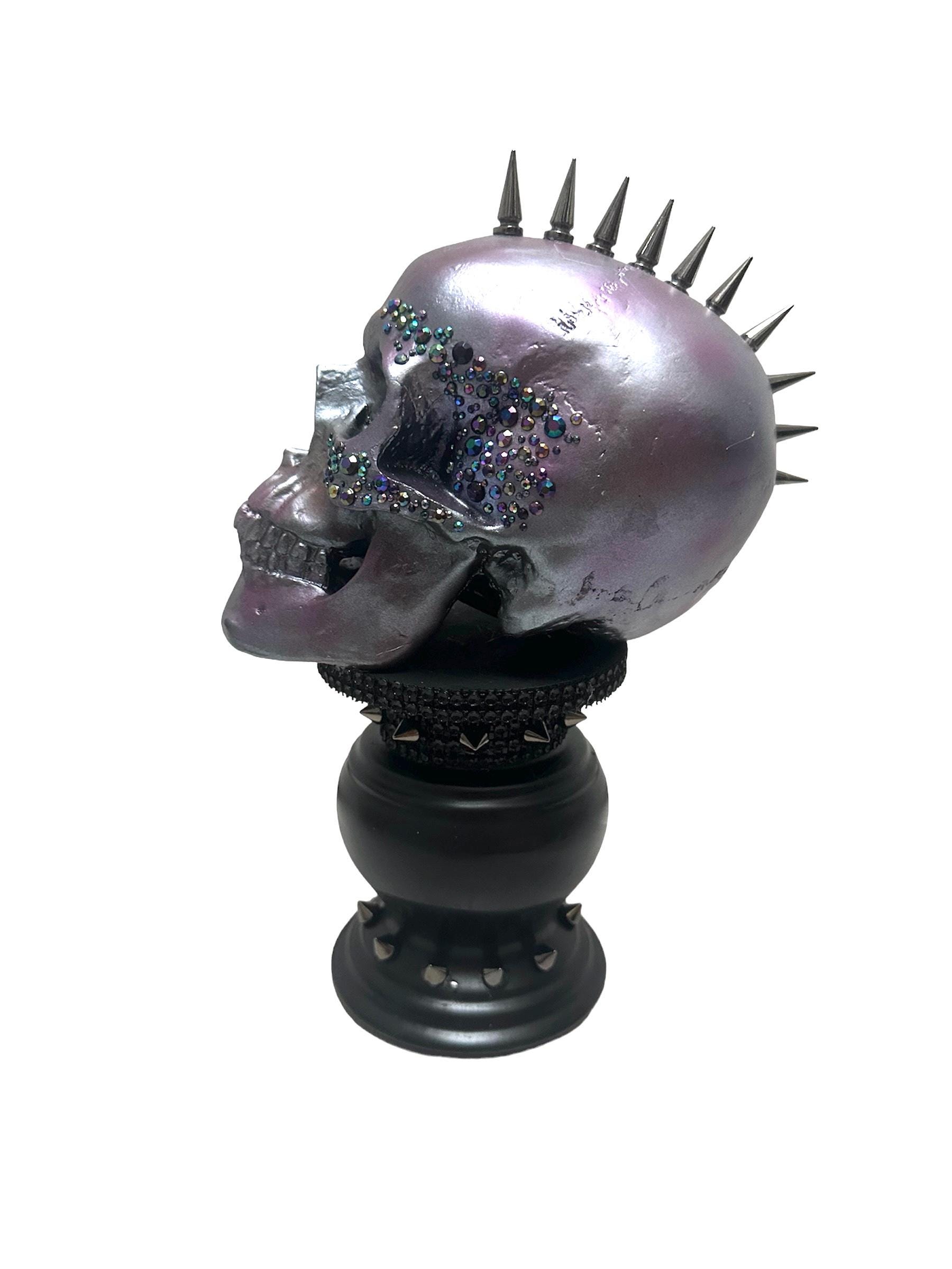 Rock and Roll Skull With Studded Mohawk and Rhinestones Elegant Punk ...