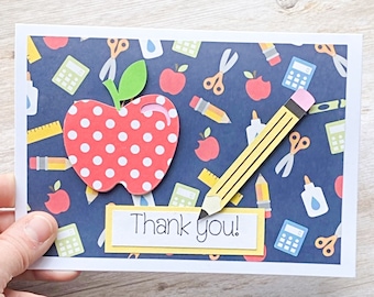 Teacher Thank You Card, End of Year Teacher Card, Boy Girl Appreciation ...