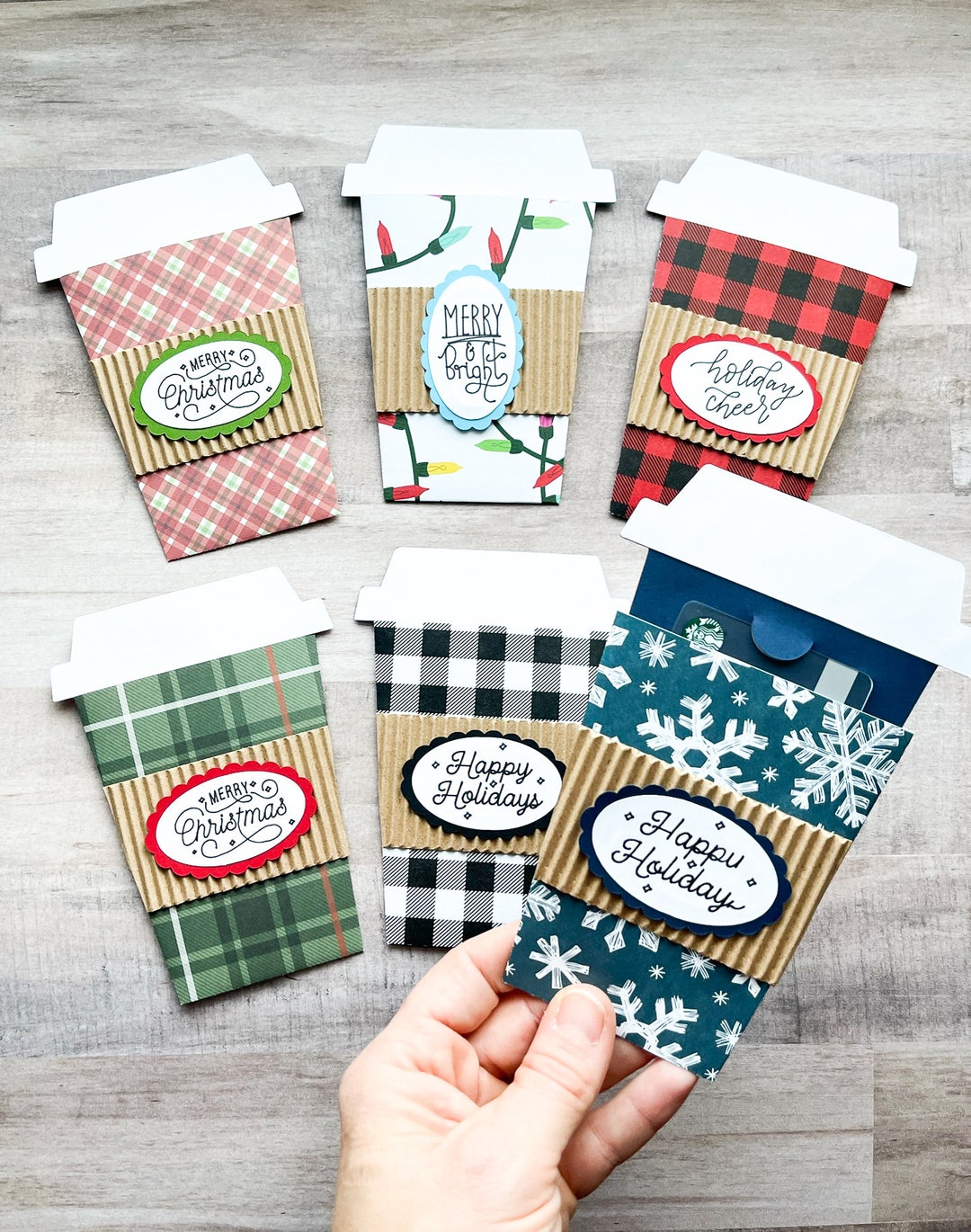 Christmas Gift Card Holder Set, Coffee Cup Gift Card Holders for the ...