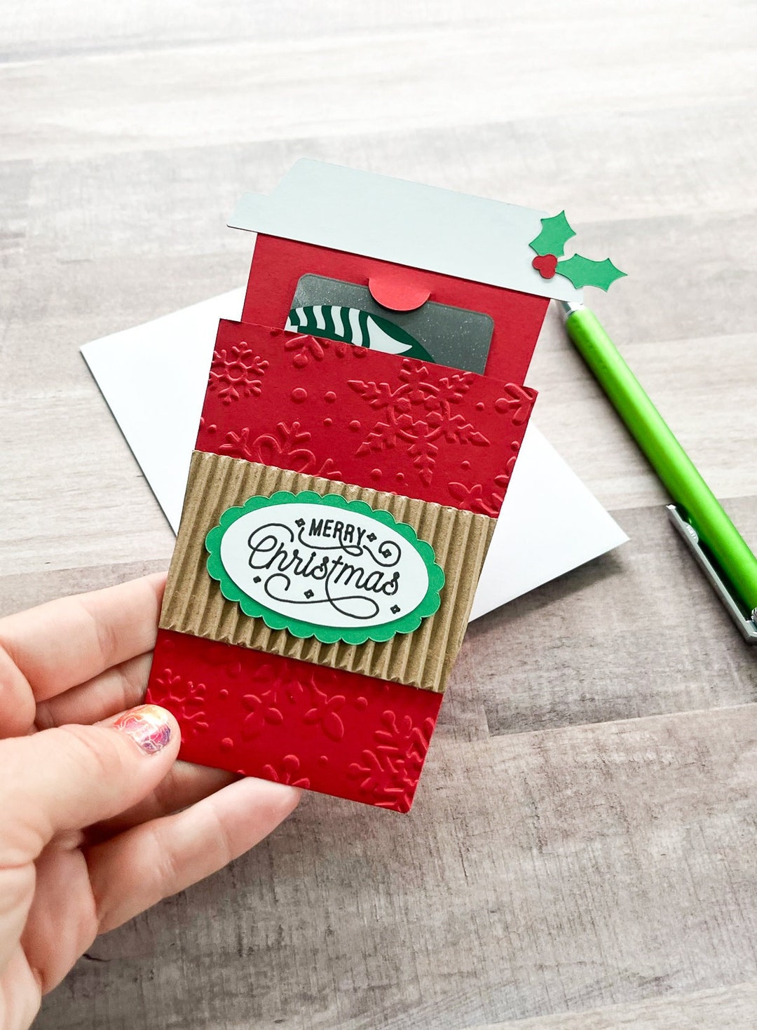 Merry Christmas Gift Card Holder, Coffee Gift Card Holder, Christmas ...