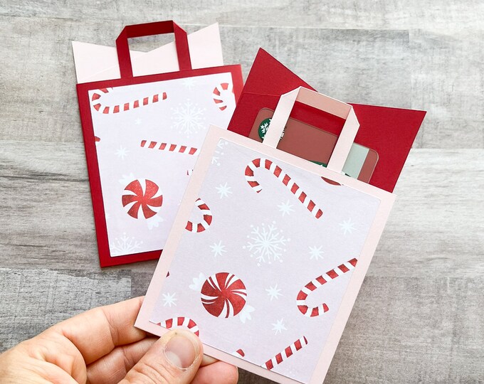 Set of 2 Christmas Gift Card Holders, Shopping Bag Gift Card Holder ...