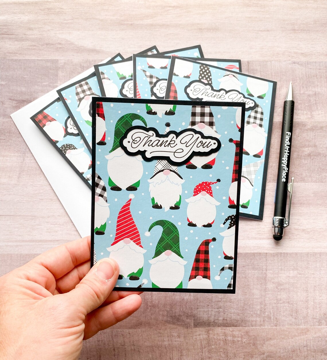 Holiday Gnome Thank You Cards Christmas Gnome Notecards - Etsy