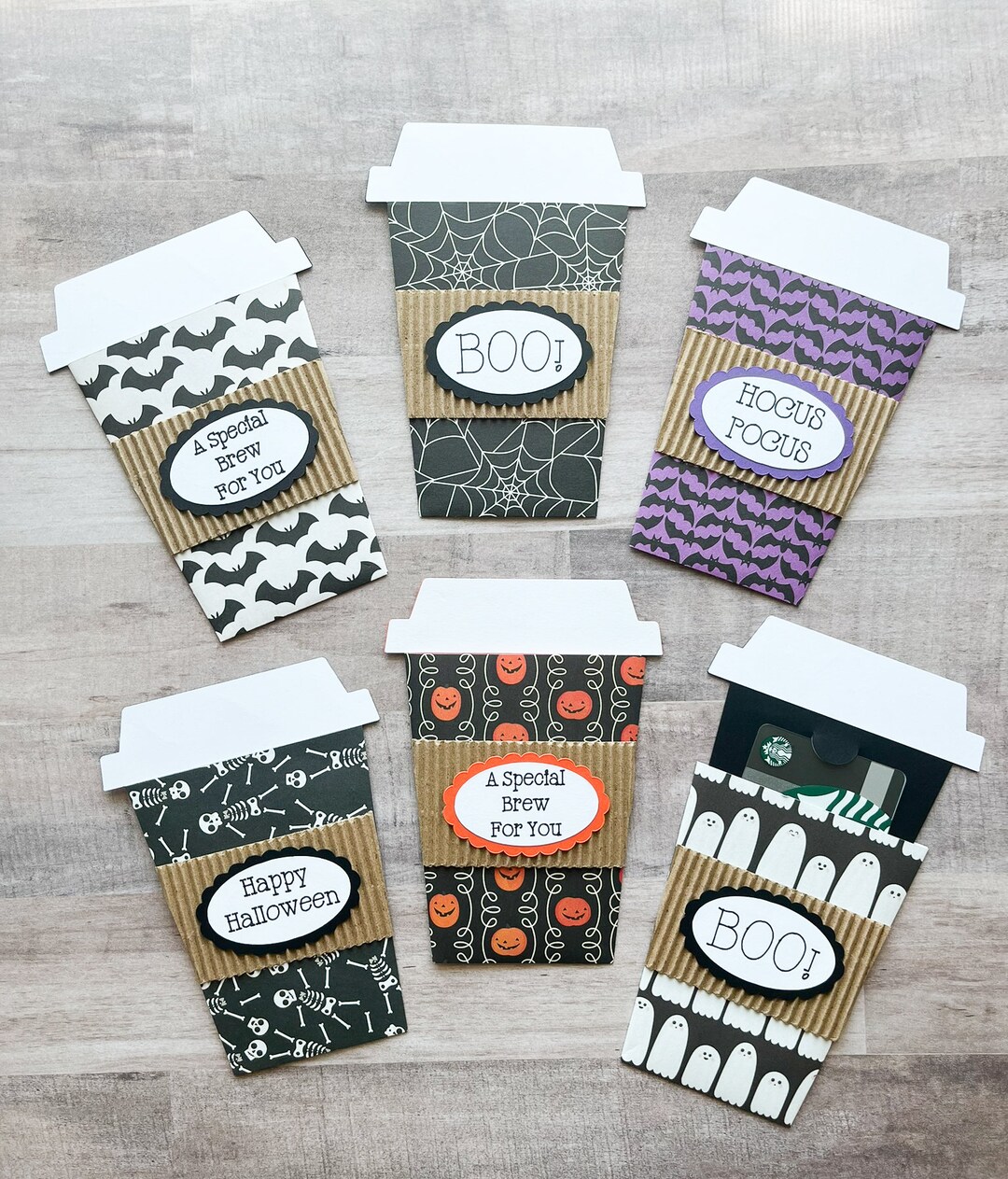 Coffee Cup Gift Card Holder, Halloween Gift Card Holder, Halloween Gift ...