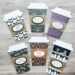 Coffee Cup Gift Card Holder, Halloween Gift Card Holder, Halloween Gift ...