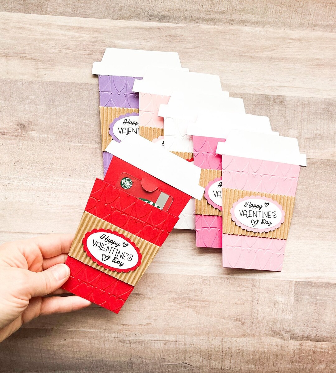 Set of 6 Valentine's Day Gift Card Holders, Coffee Cup Gift Card Holder ...