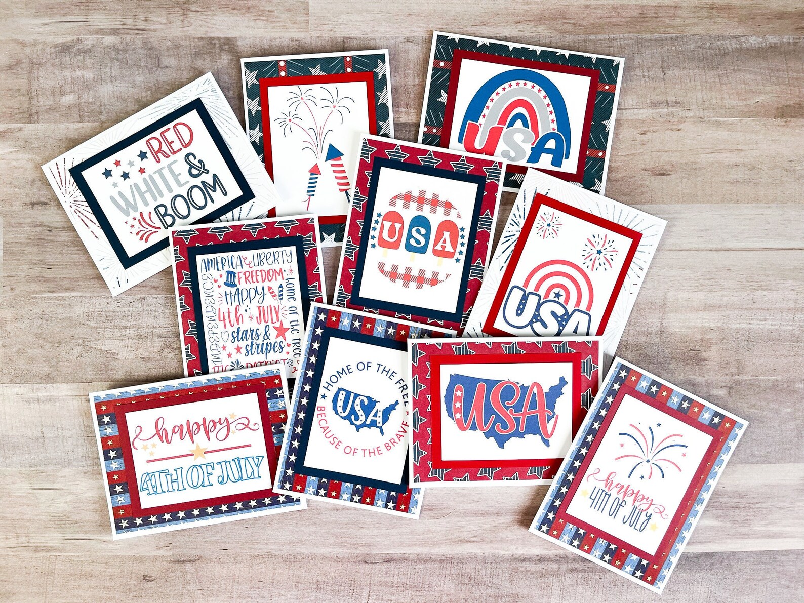Bulk Patriotic Cards Assorted Fourth of July Card Pack USA - Etsy
