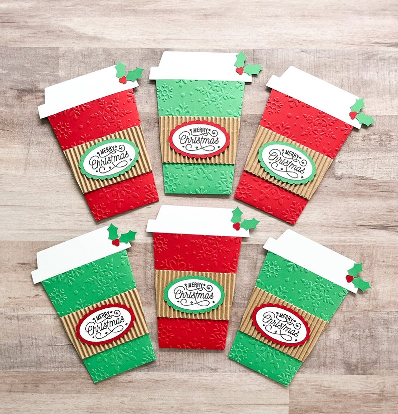 Set of 6 Christmas Gift Card Holders Coffee Cup Gift Card - Etsy