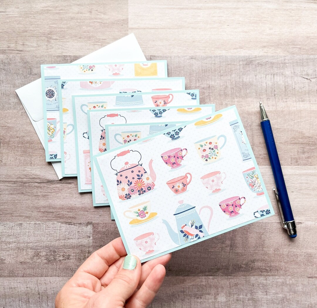 Tea Cards, Teacups Notecards, Pack of Notecards, All Occasion Card Set ...