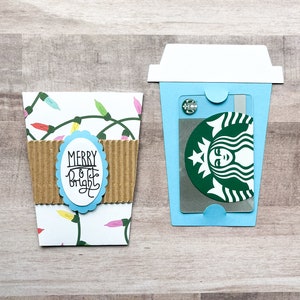 Coffee Cup Gift Card Holder, Happy Holidays Gift Card Holder, Christmas ...
