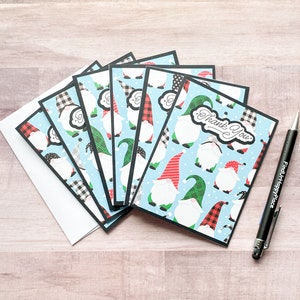 Holiday Gnome Thank You Cards, Christmas Gnome Notecards, Stocking ...