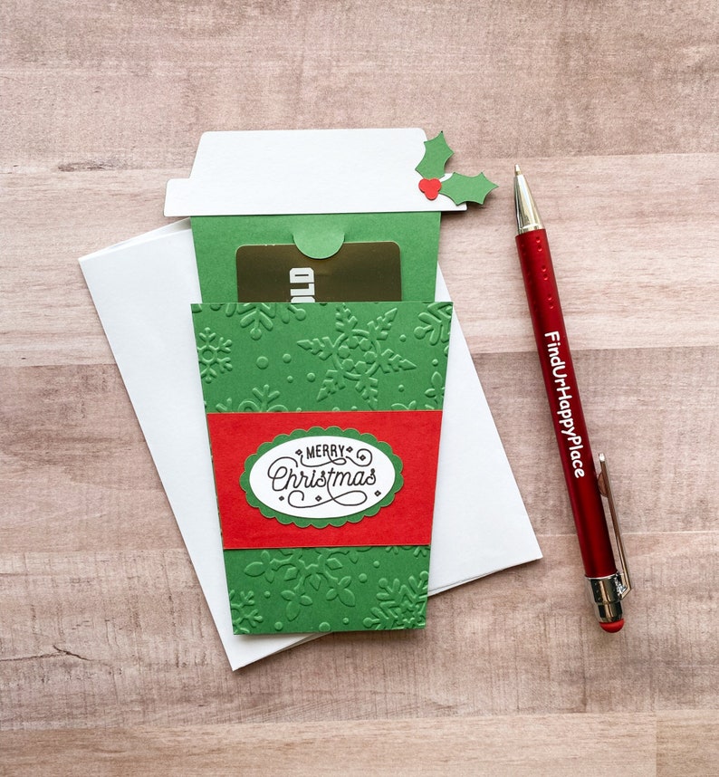 Merry Christmas Gift Card Holder Coffee Cup Gift Card Holder | Etsy