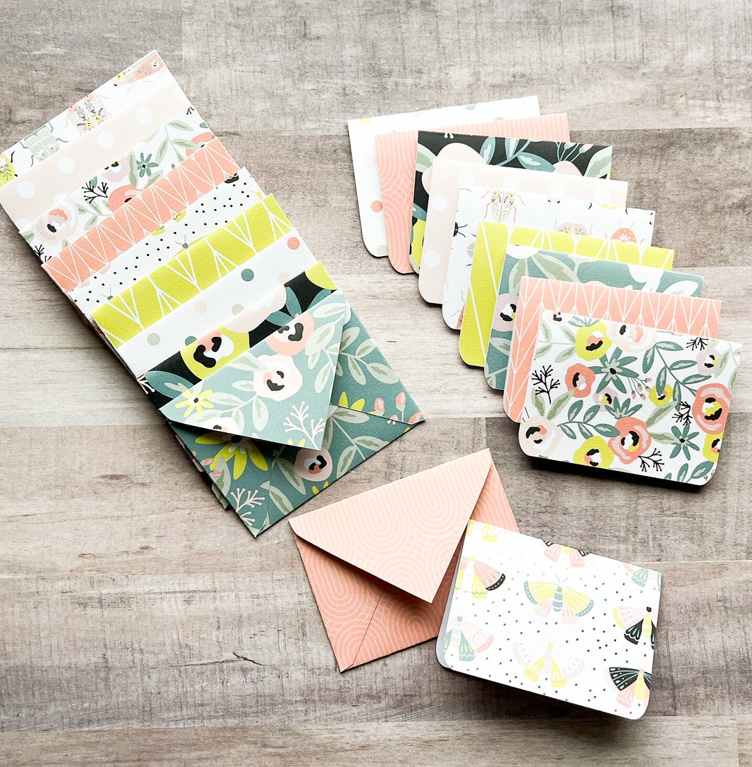 Set of 10 Mini Envelopes and Cards, Tiny Envelopes With Cards, Small ...