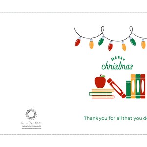 Printable Teacher Christmas Card, Digital Holiday Card for Teacher ...