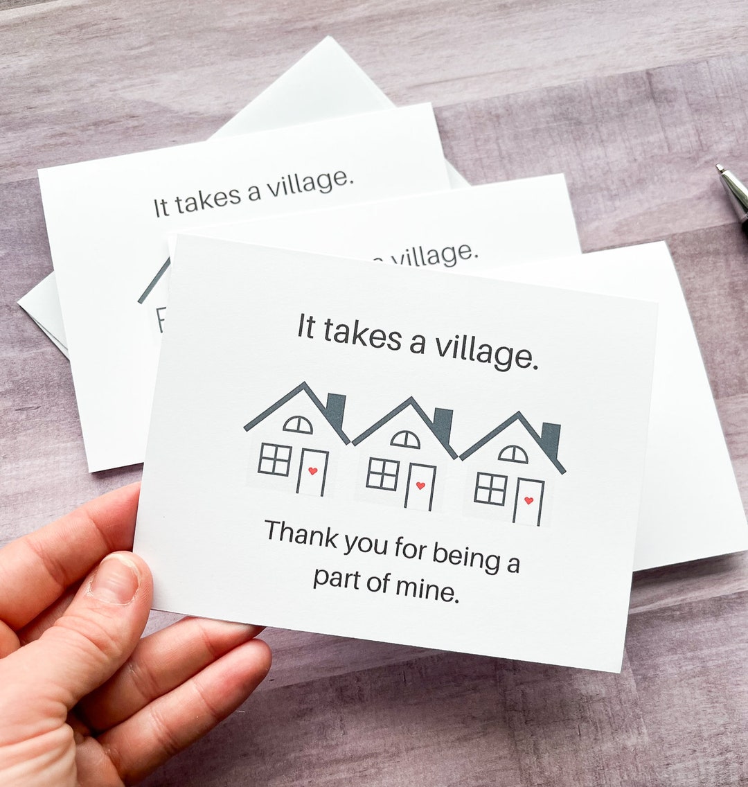 It Takes A Village Cards, Set of 4 Thank You Cards for Mom Friends ...