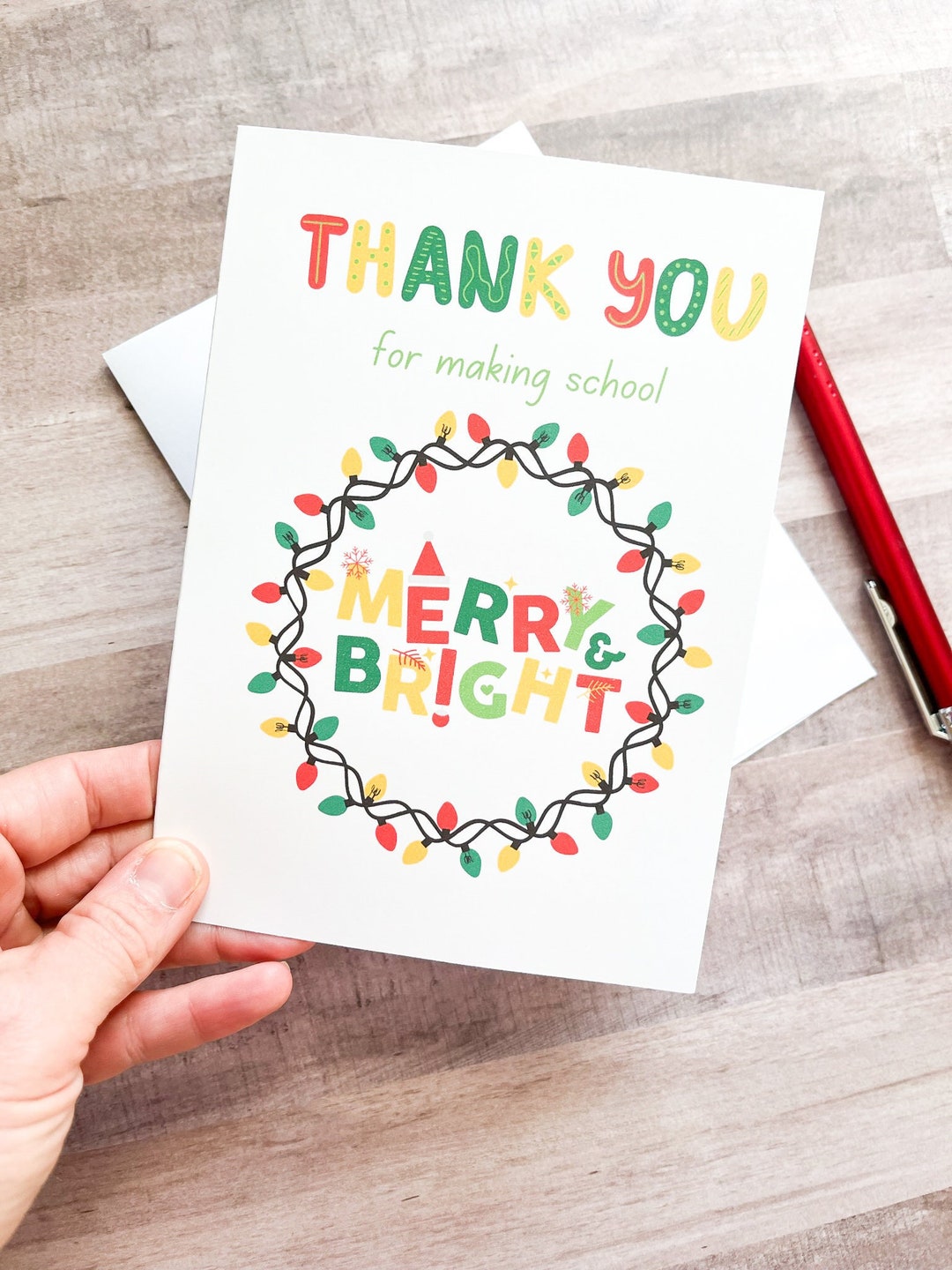 Printable Christmas Card for Teacher, Digital Holiday Card for ...