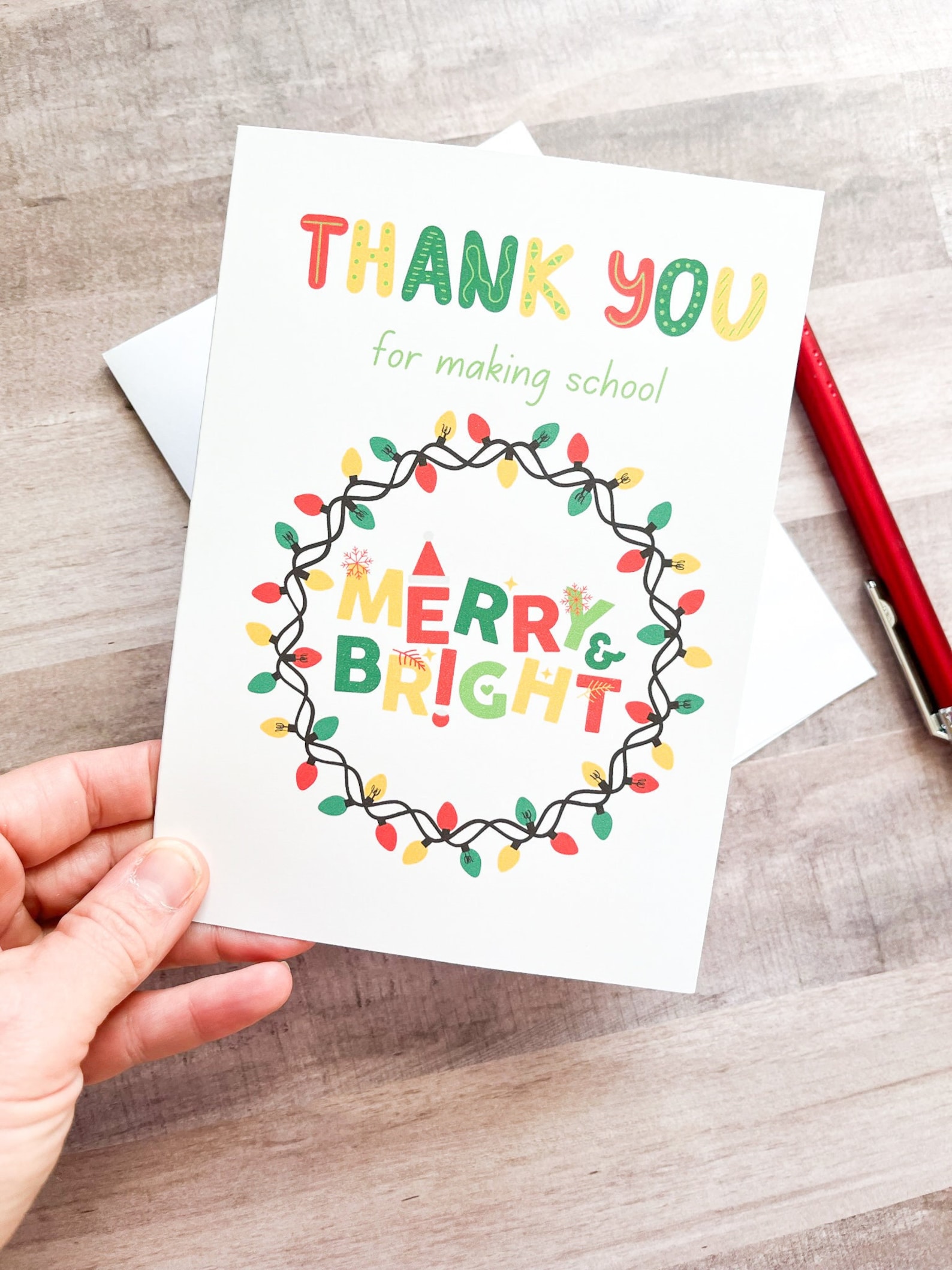 Printable Christmas Card for Teacher, Digital Holiday Card for ...