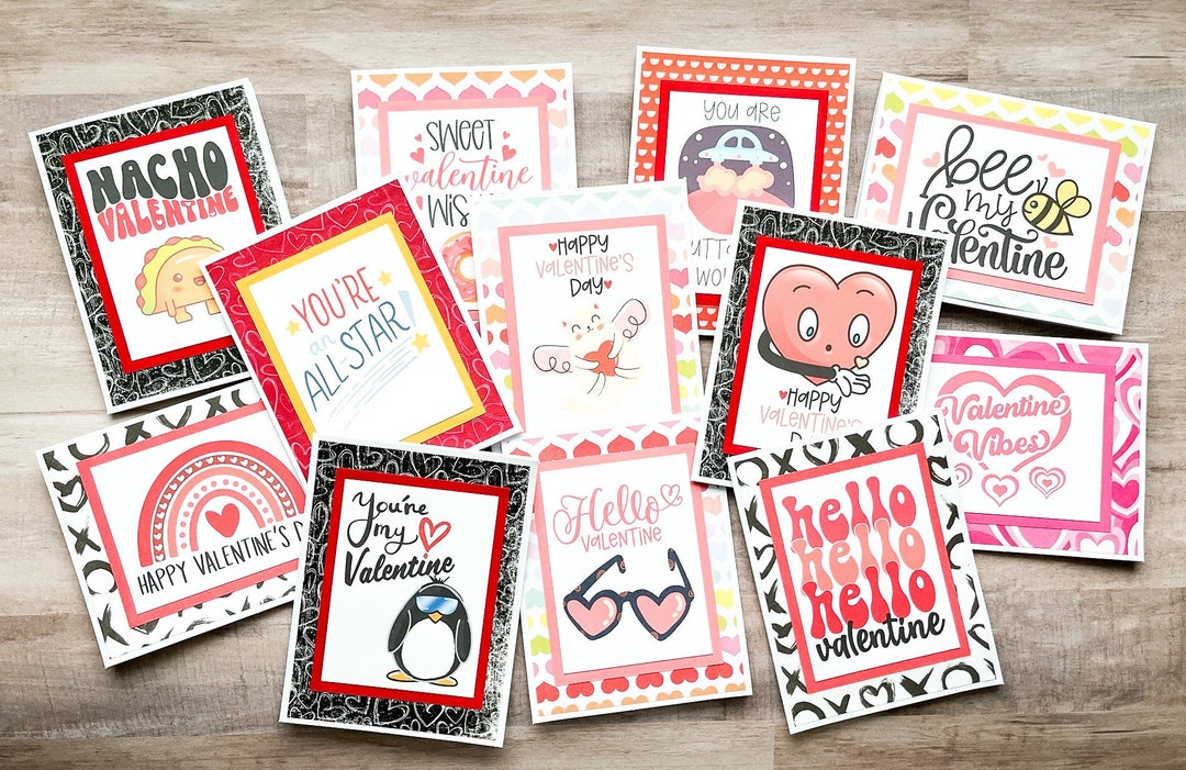 Set of 12 Valentine's Day Cards, Bulk Valentines, Assorted Valentine ...