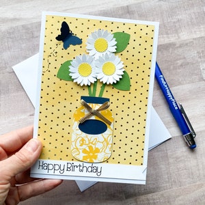 Happy Birthday Card Daisy Birthday Card Handmade Birthday - Etsy