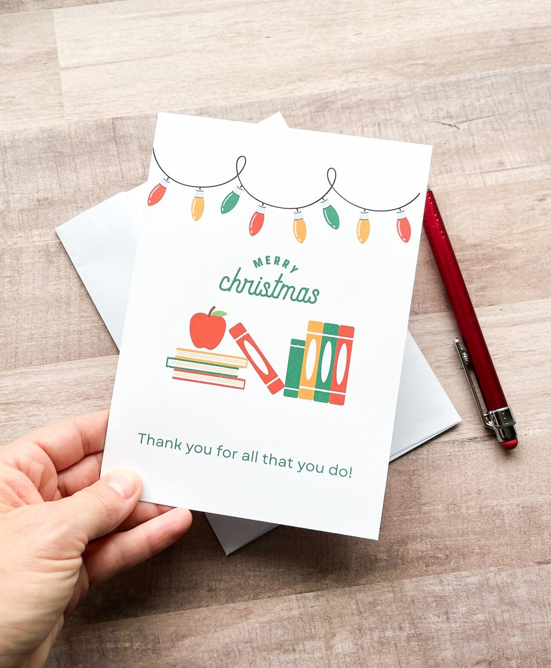 Printable Teacher Christmas Card, Digital Holiday Card for Teacher ...