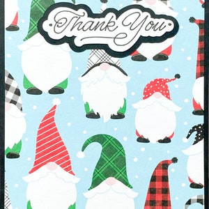 Holiday Gnome Thank You Cards, Christmas Gnome Notecards, Stocking ...