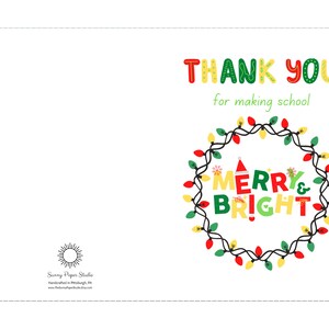 Printable Christmas Card for Teacher, Digital Holiday Card for ...