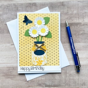 Happy Birthday Card Daisy Birthday Card Handmade Birthday - Etsy