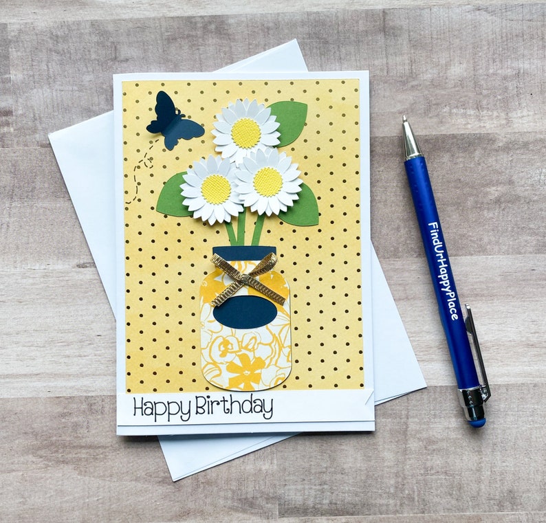 Happy Birthday Card Daisy Birthday Card Handmade Birthday - Etsy