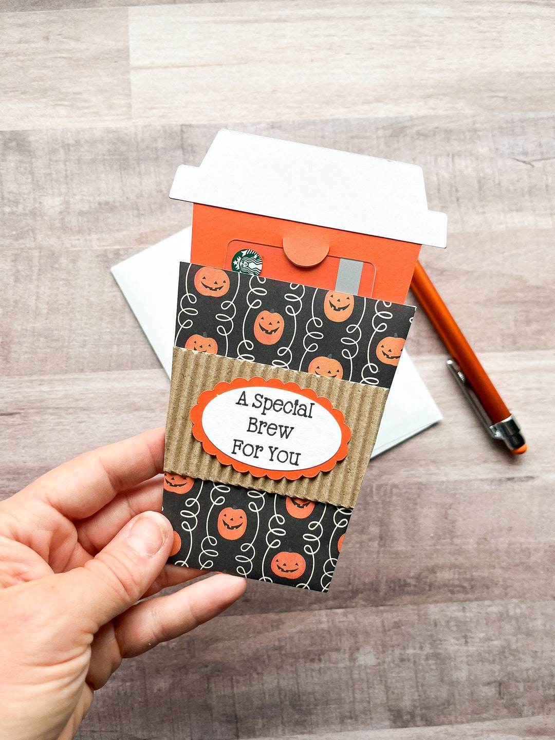 Coffee Cup Gift Card Holder, Halloween Gift Card Holder, Halloween Gift ...
