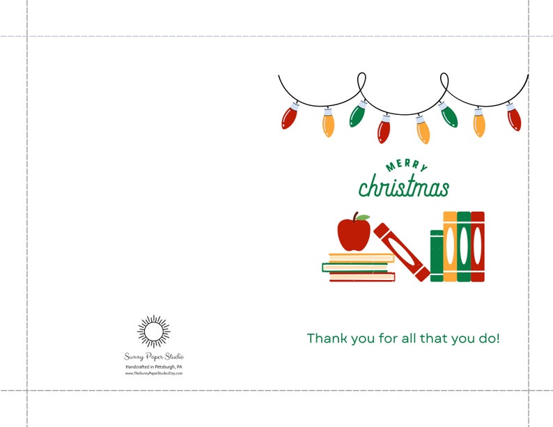 PRINTABLE Christmas Card for Teacher Holiday Teacher Gift - Etsy