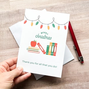 PRINTABLE Christmas Card for Teacher, Holiday Teacher Gift, Thank You ...