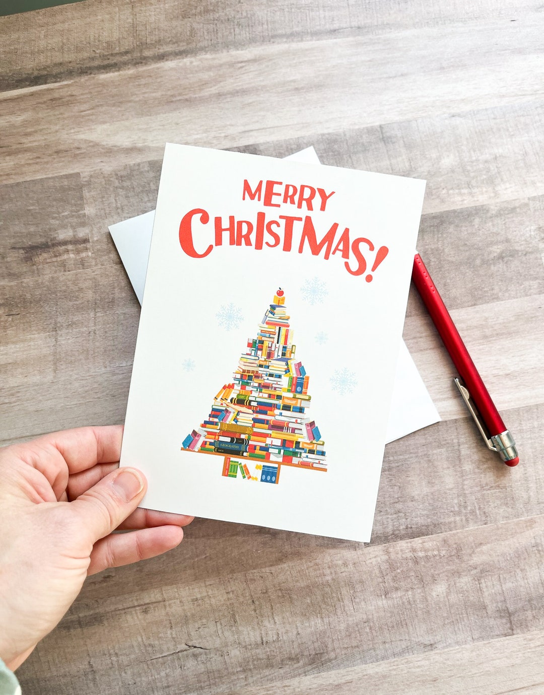 Printable Librarian Christmas Card, Digital Christmas Card With Books ...