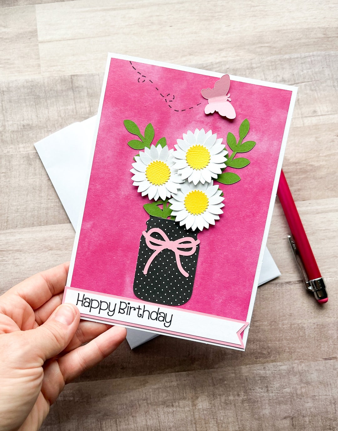 Happy Birthday Card, Daisy Birthday Card, Handmade Birthday Card for ...