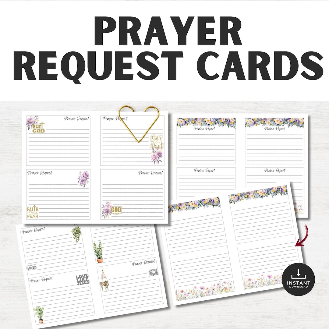 Christian Prayer Cards, Printable Scripture Cards for Church, Prayer ...