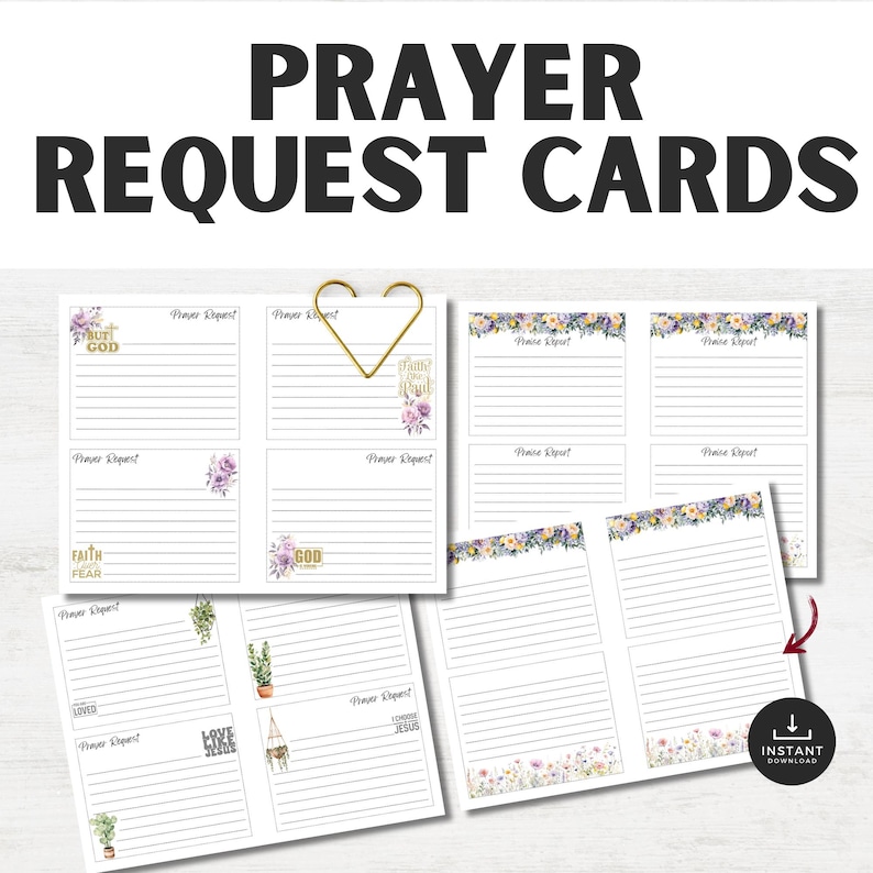 Christian Prayer Cards, Printable Scripture Cards for Church, Prayer ...