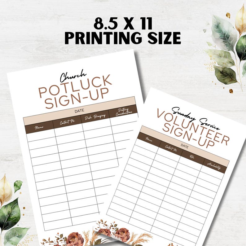 Editable Christian Sign up Sheet: Church Volunteer Form (canva Template ...