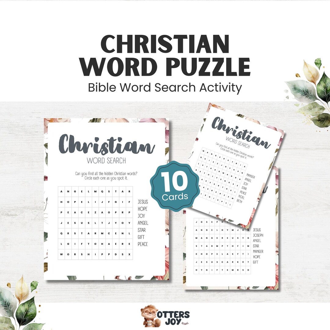 Christian Word Puzzle Printable, 10 Bible Word Search Activity, Faith ...